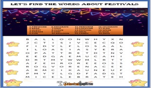 5.Sınıf İngilizce – Ünite 10 – Festivals Word Search Puzzle - Ortaokul ...