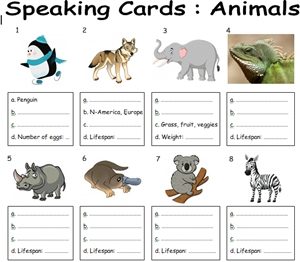 Animals – Speaking Cards - Ortaokul İngilizce